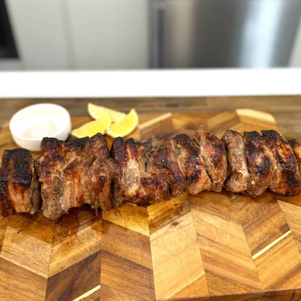 Pork Souvla Recipe (Cooked on Cyprus Charcoal BBQ) - Nikolopaa