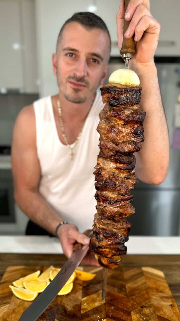 Pork Souvla Recipe (Cooked on Cyprus Charcoal BBQ) - Nikolopaa