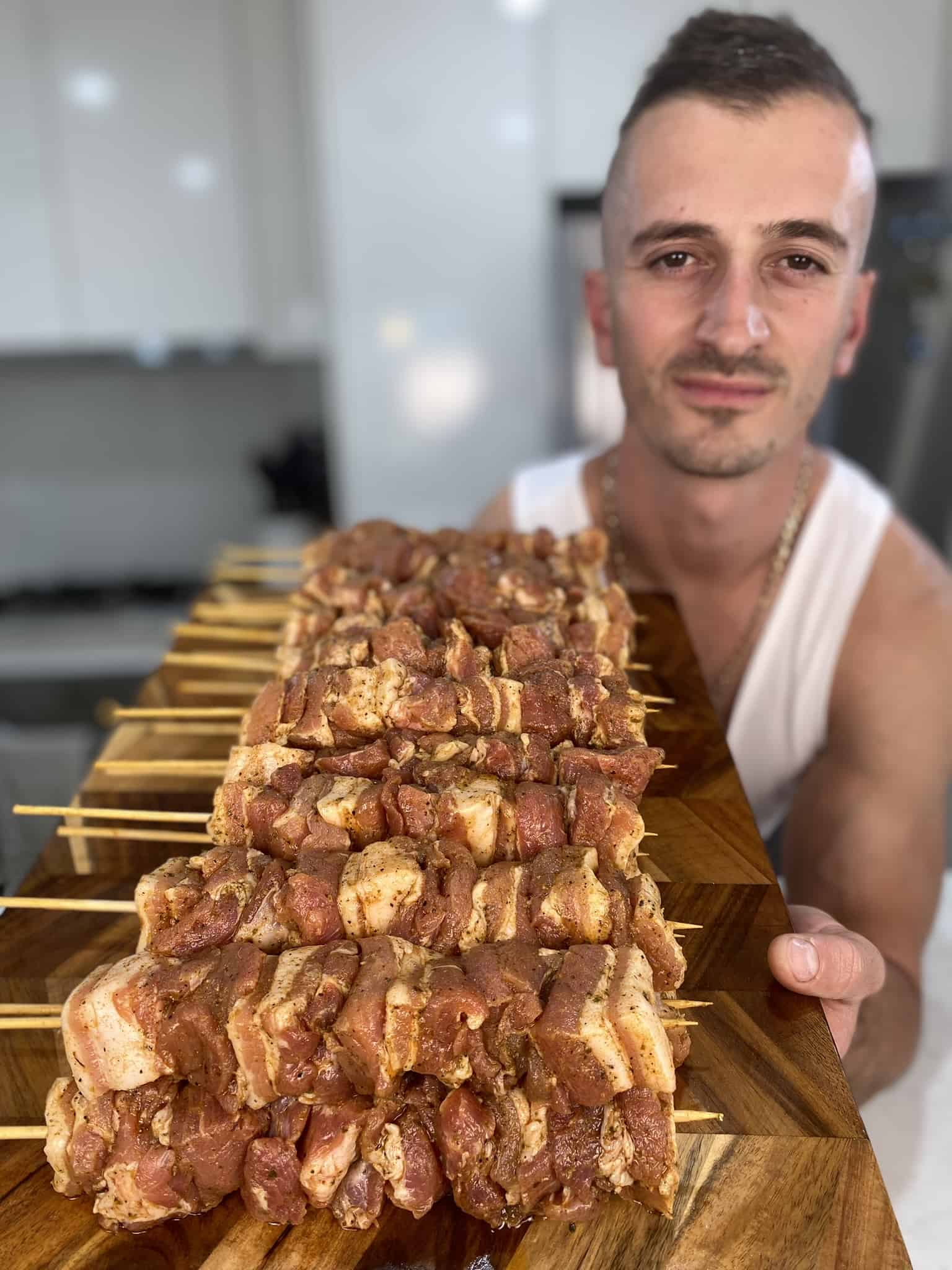 Pork Souvlakia On The Charcoal - Nikolopaa