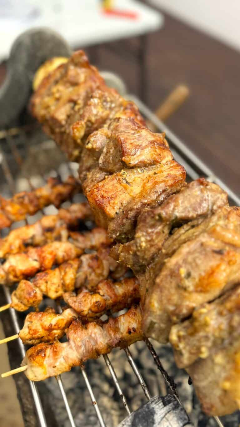 Pork Souvla Recipe (Cooked on Cyprus Charcoal BBQ) - Nikolopaa