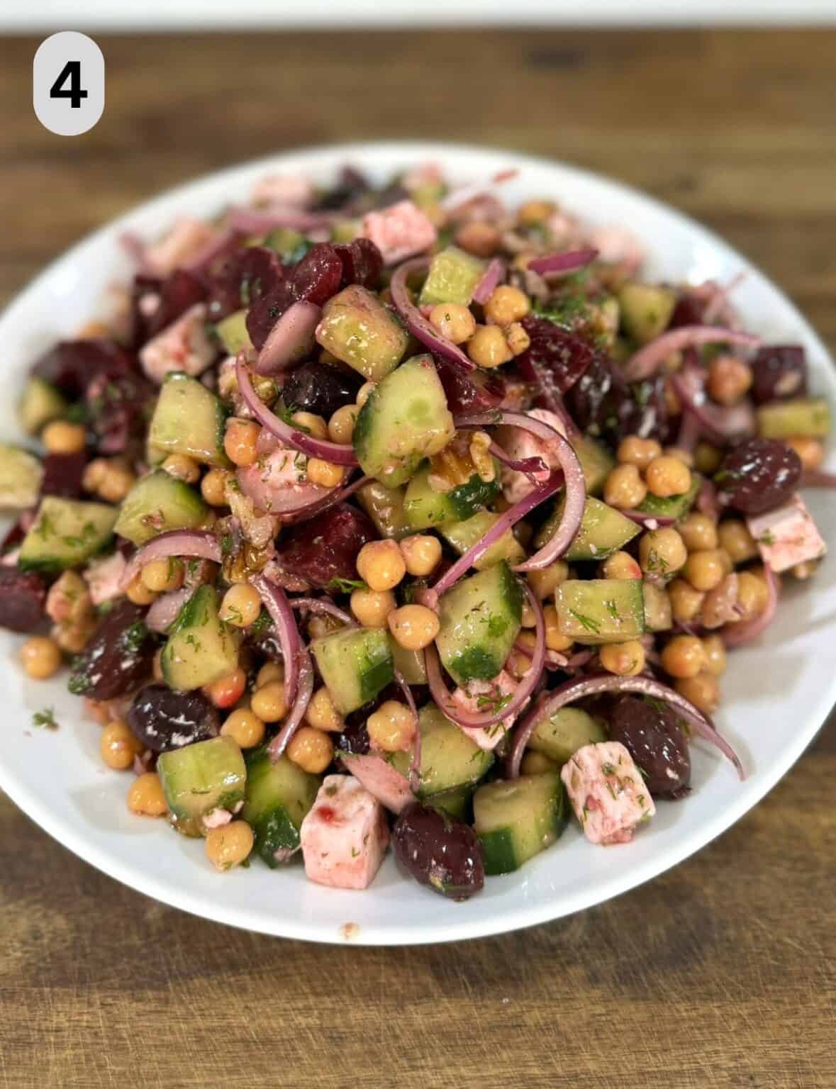 Chickpea Beetroot Salad Recipe (Feta & Greek Dressing) - Nikolopaa