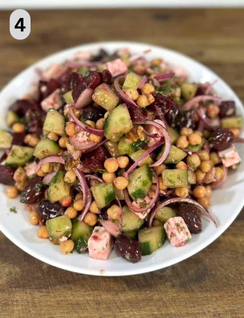 Chickpea Beetroot Salad Recipe (Feta & Greek Dressing) - Nikolopaa